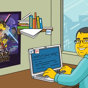 Computer Geek Gift Custom Portrait as Cartoon Character / Computer Nerd ...