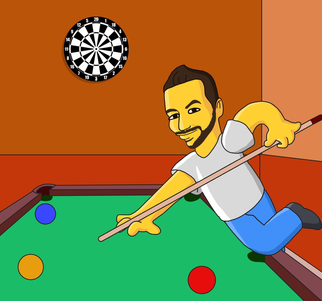 Pool Player Gifts Custom Cartoon From Photo, Billiards Player Gift ...