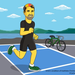 Triathlete Gift - Custom Portrait as Cartoon Character / Triathlon ...