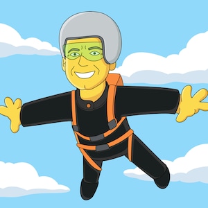 Base Jumper Gift - Custom Cartoon Portrait From Photo, Base Jumping ...