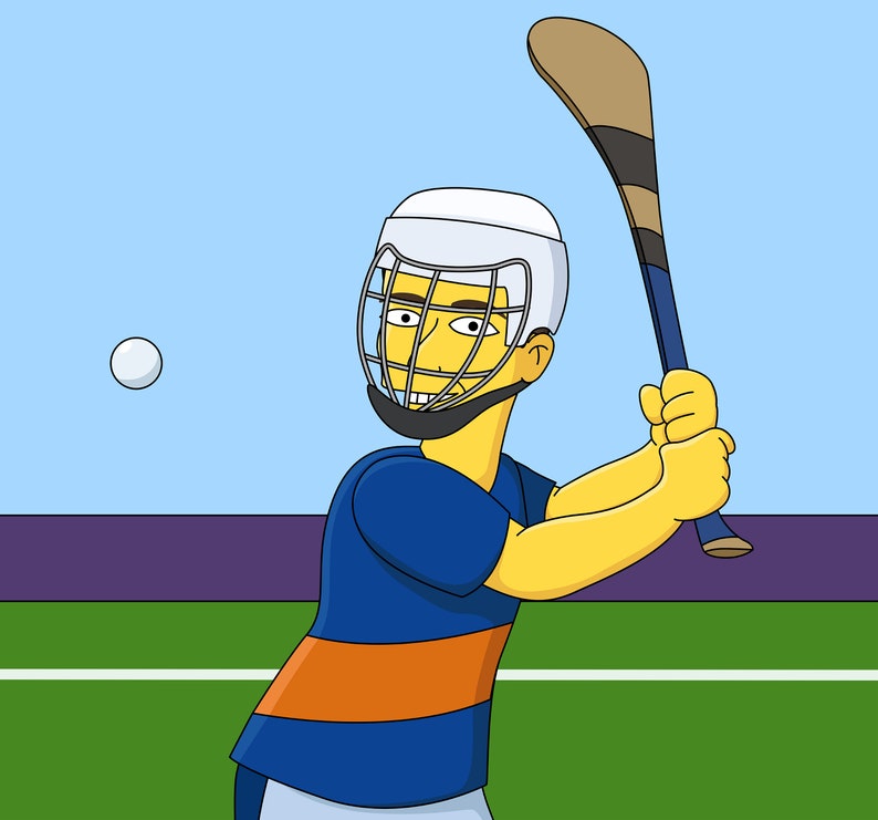 Hurling Player Gift - Custom Portrait From Photo as Yellow Character ...