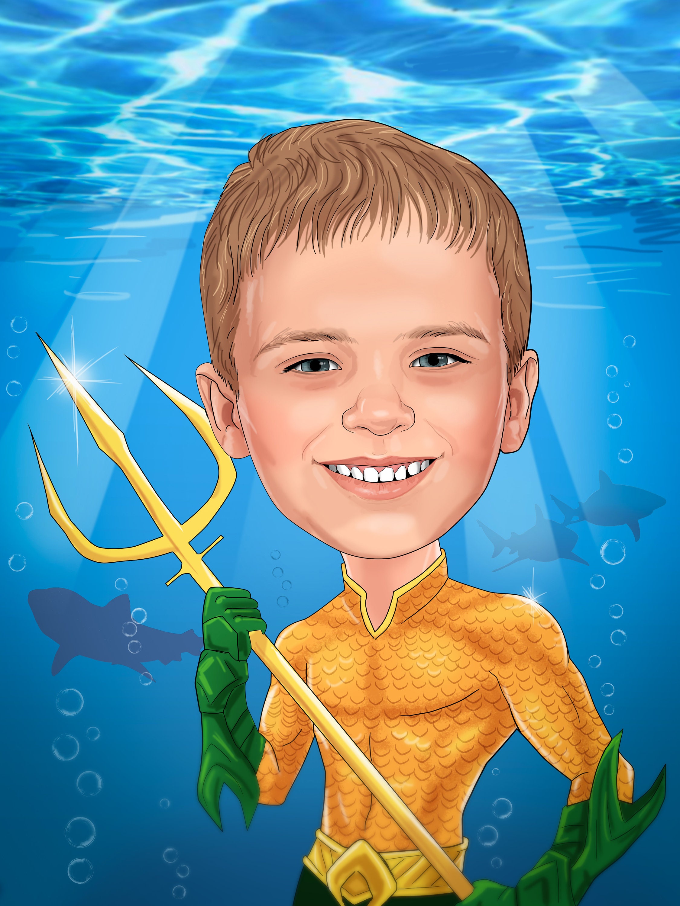 Neptune Superhero Portrait From Your Photo / Neptune Art / Neptune Gift ...