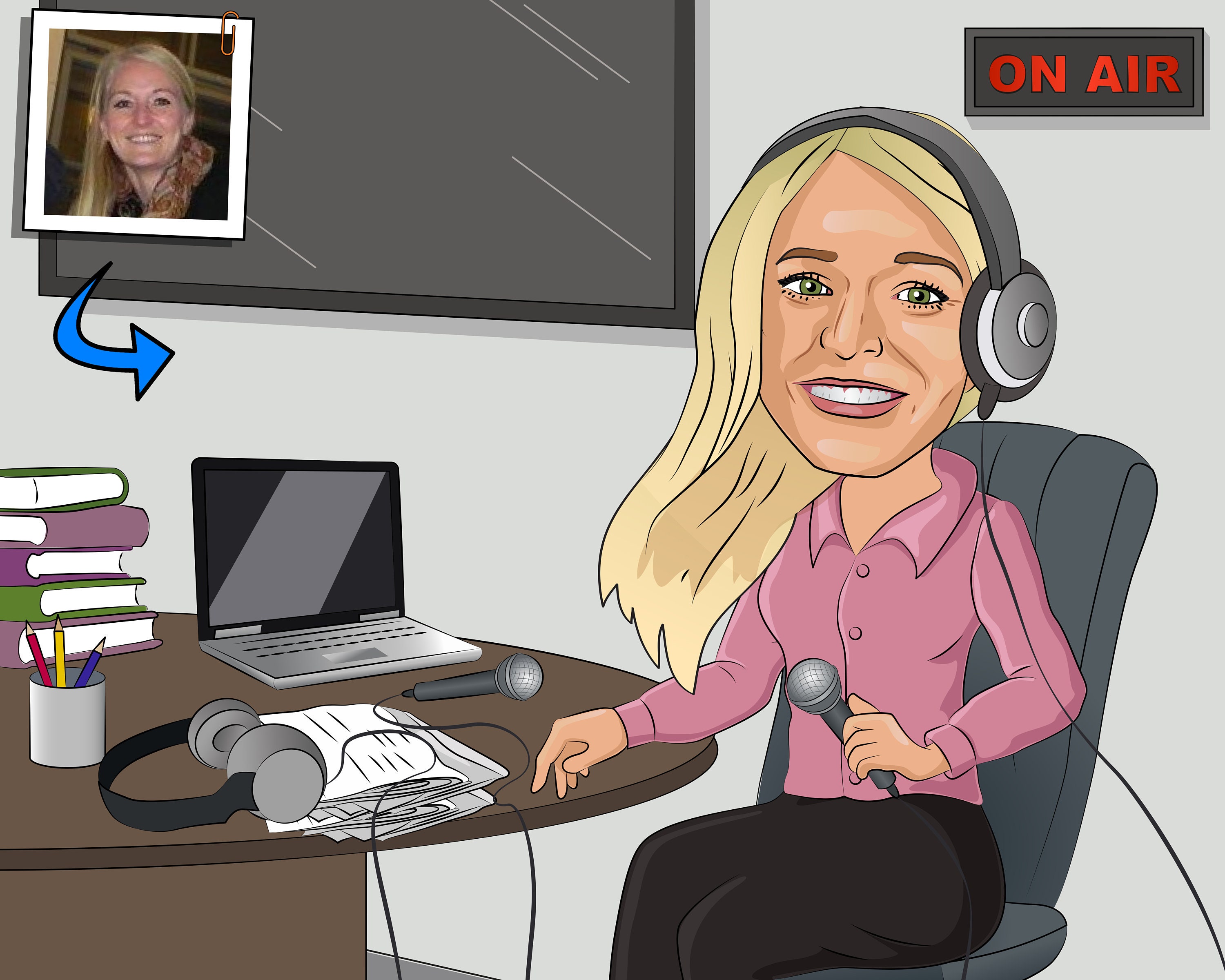 Radio Personality Gift - Custom Caricature Portrait From Your Photo ...