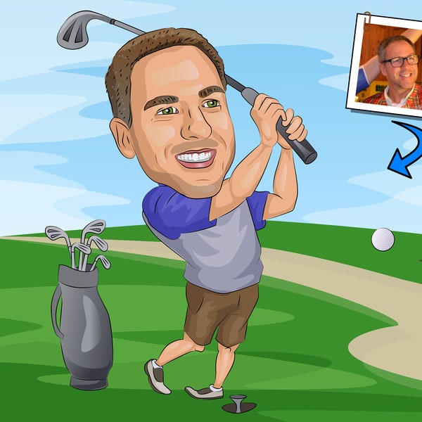 Golf Cartoon From Portrait - Etsy
