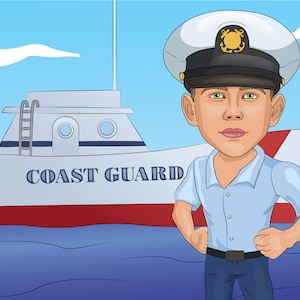 Coast Guard Gift - Custom Caricature Portrait From Your Photo / USCG ...