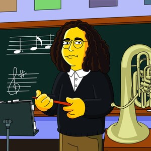 Music Teacher Gift - Custom Portrait From Photo as Yellow Cartoon ...