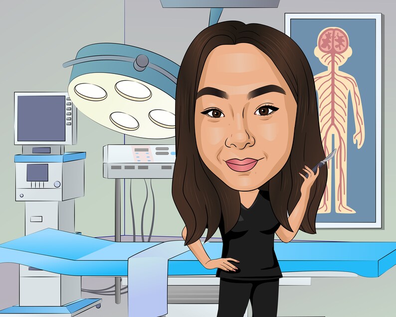 Neurosurgeon Gift - Custom Caricature Portrait From Your Photo ...