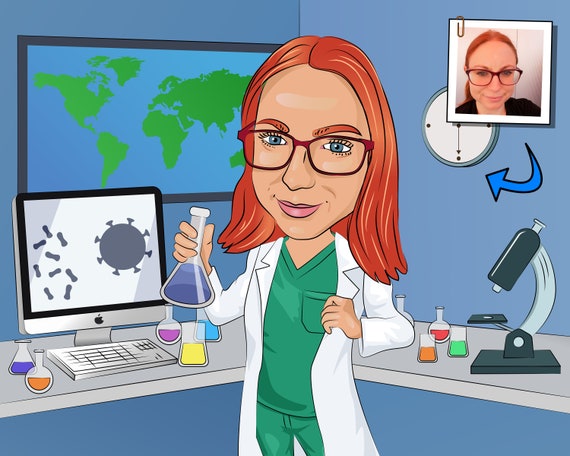 Epidemiologist Gift Custom Caricature Portrait From Your | Etsy