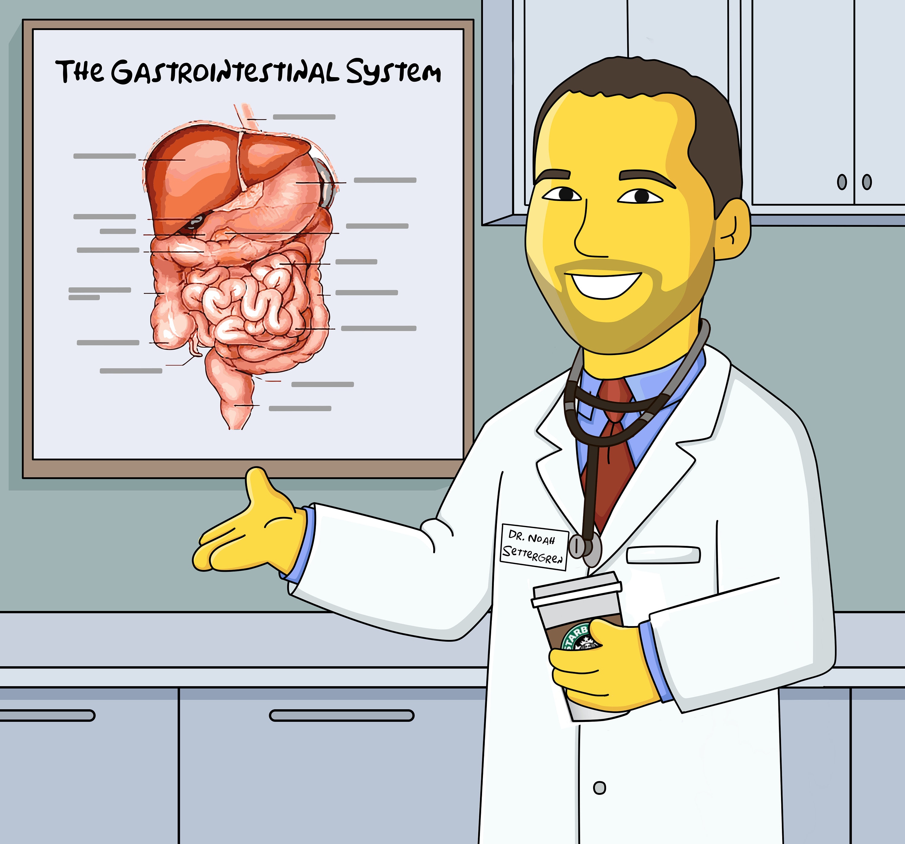 Gastroenterologist Gift - Custom Cartoon Portrait / Gastroenterology ...