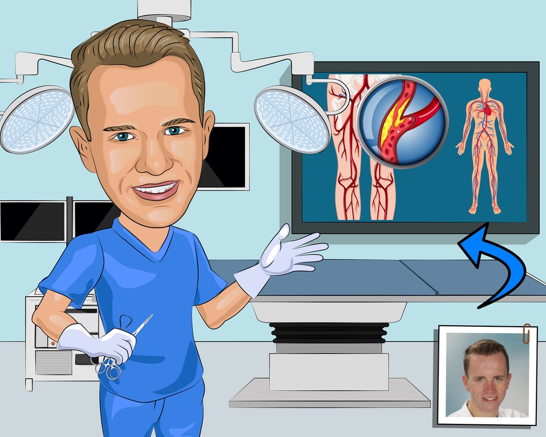 Vascular Surgeon Gift - Custom Caricature From Photo, Vascular Surgery ...