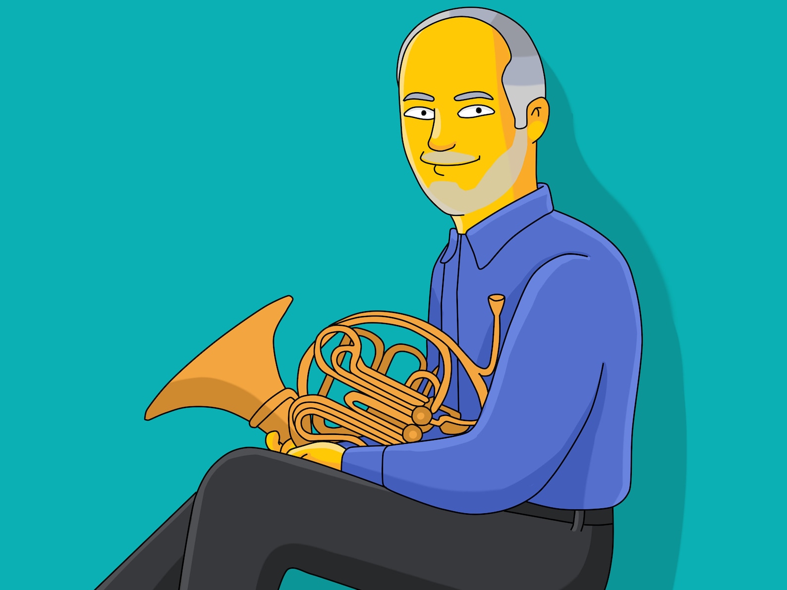 French Horn Player Gift Portrait as Cartoon Character / | Etsy