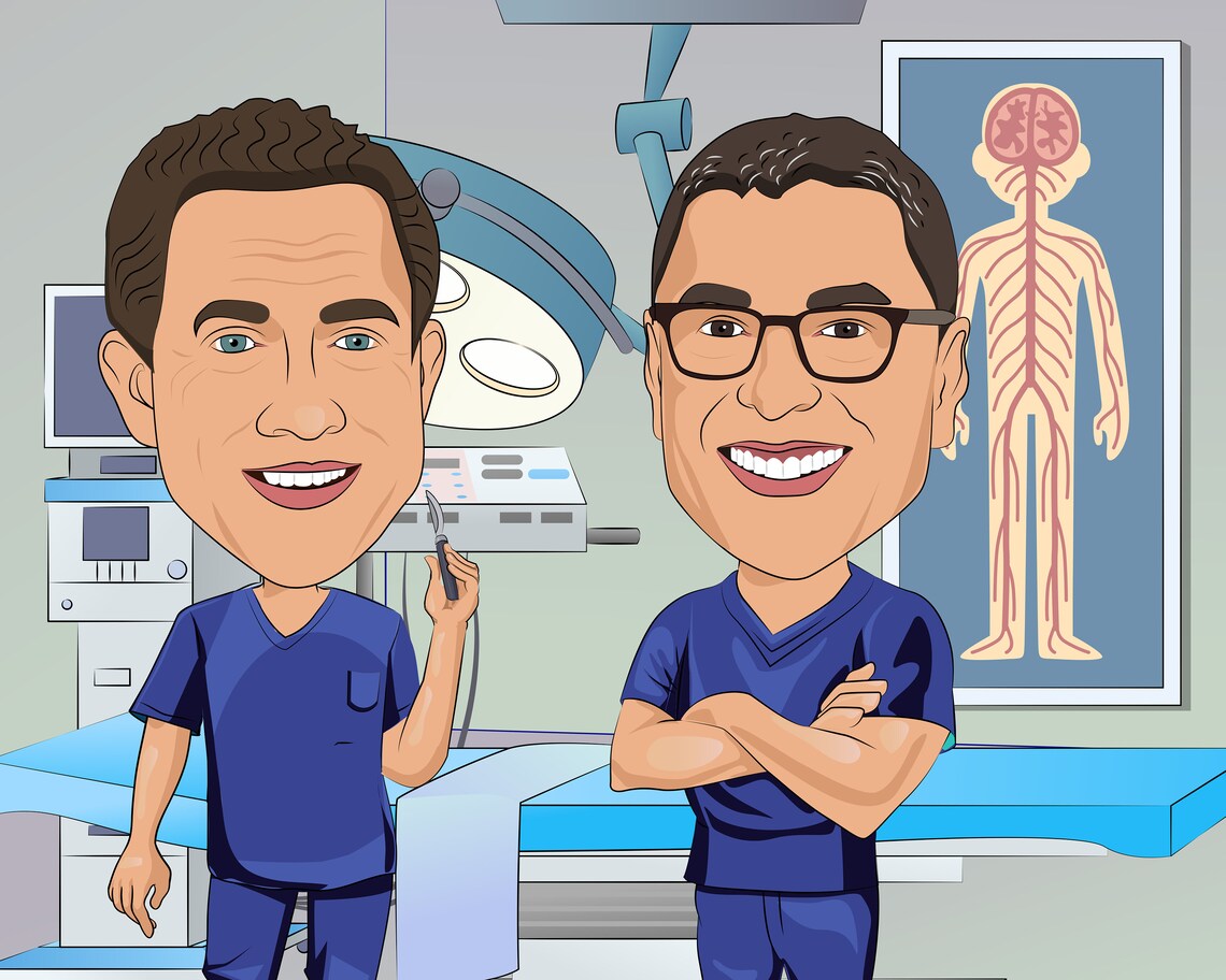 Neurosurgeon Gift - Custom Caricature Portrait From Your Photo ...