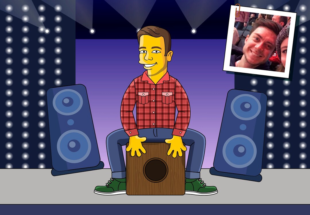 Cajon Player Gift - Portrait as Cartoon Character / Cajon Drum - Etsy
