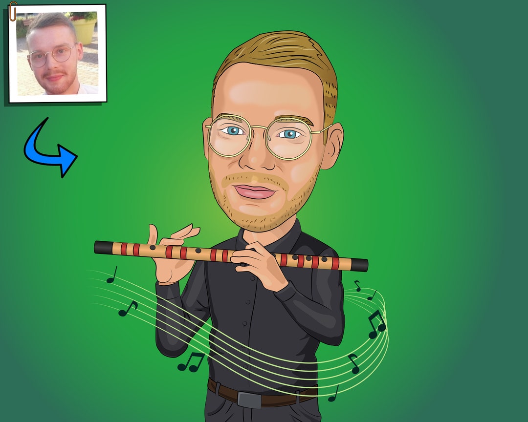 Dizi Player Gift - Custom Cartoon Portrait / Chinese Bamboo Flute - Etsy