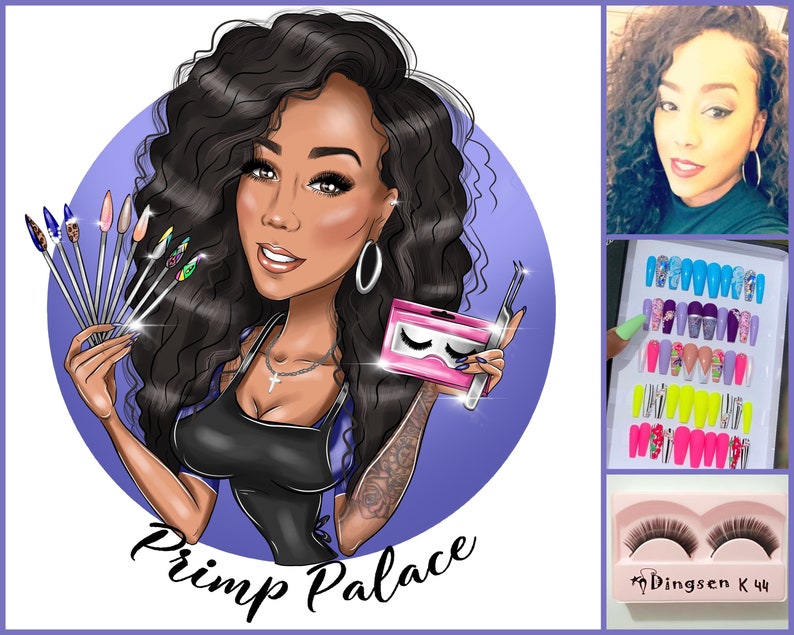 Nail Technician Logo Design Custom Cartoon Portrait for Your | Etsy