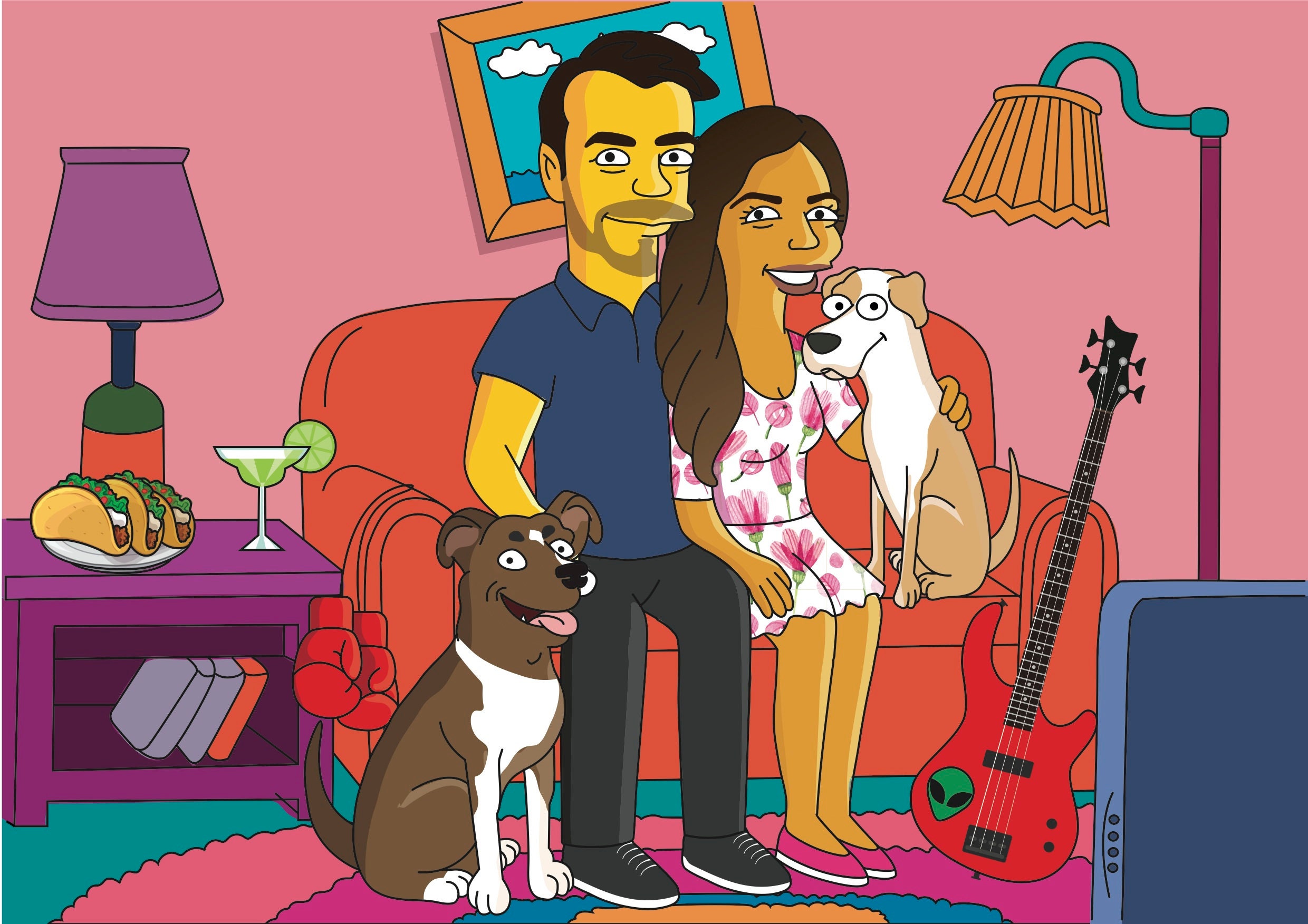 Custom YELLOW Character Couple Portrait / Yellow Portrait / - Etsy Canada