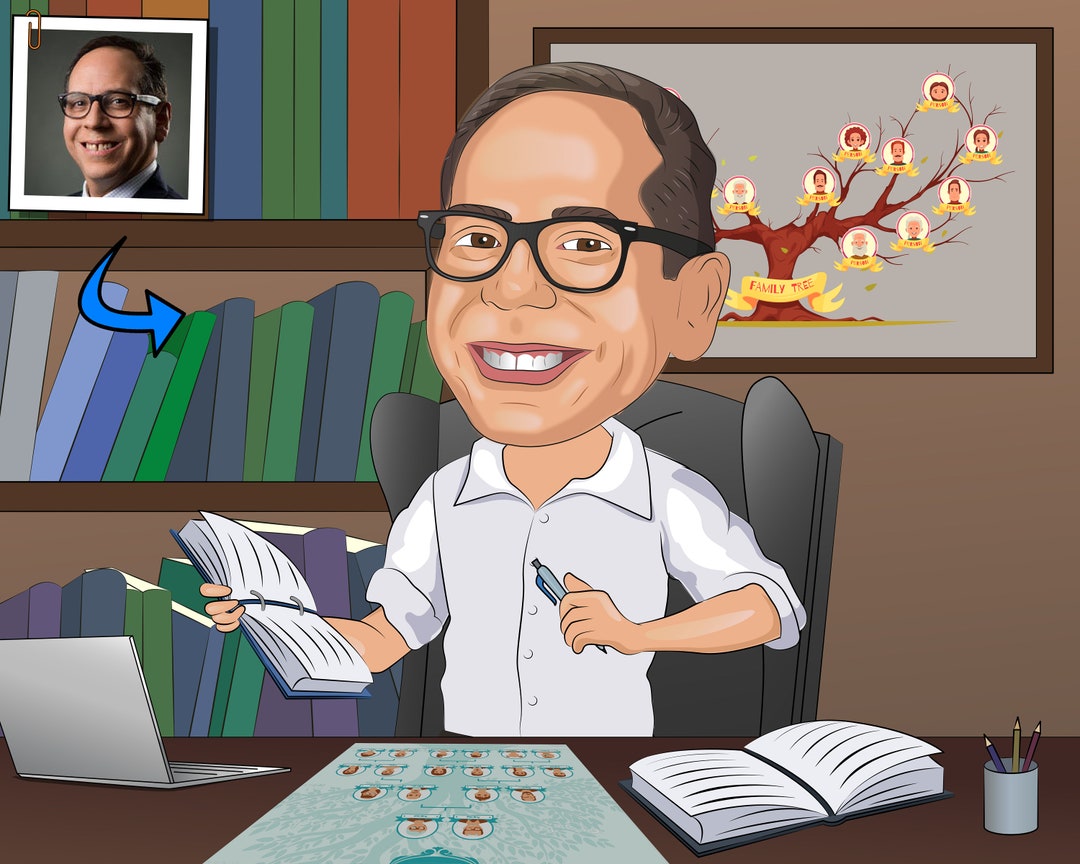 Genealogist Gift - Custom Caricature From Photo, Genealogy Research - Etsy