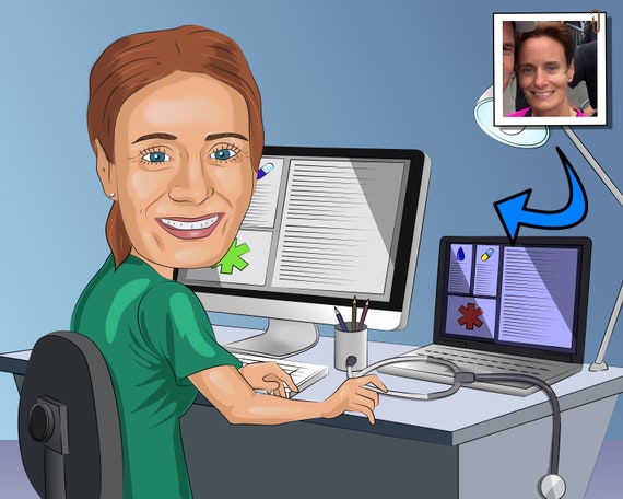 Informatics Nurse Gift Custom Caricature From Photo Nursing - Etsy