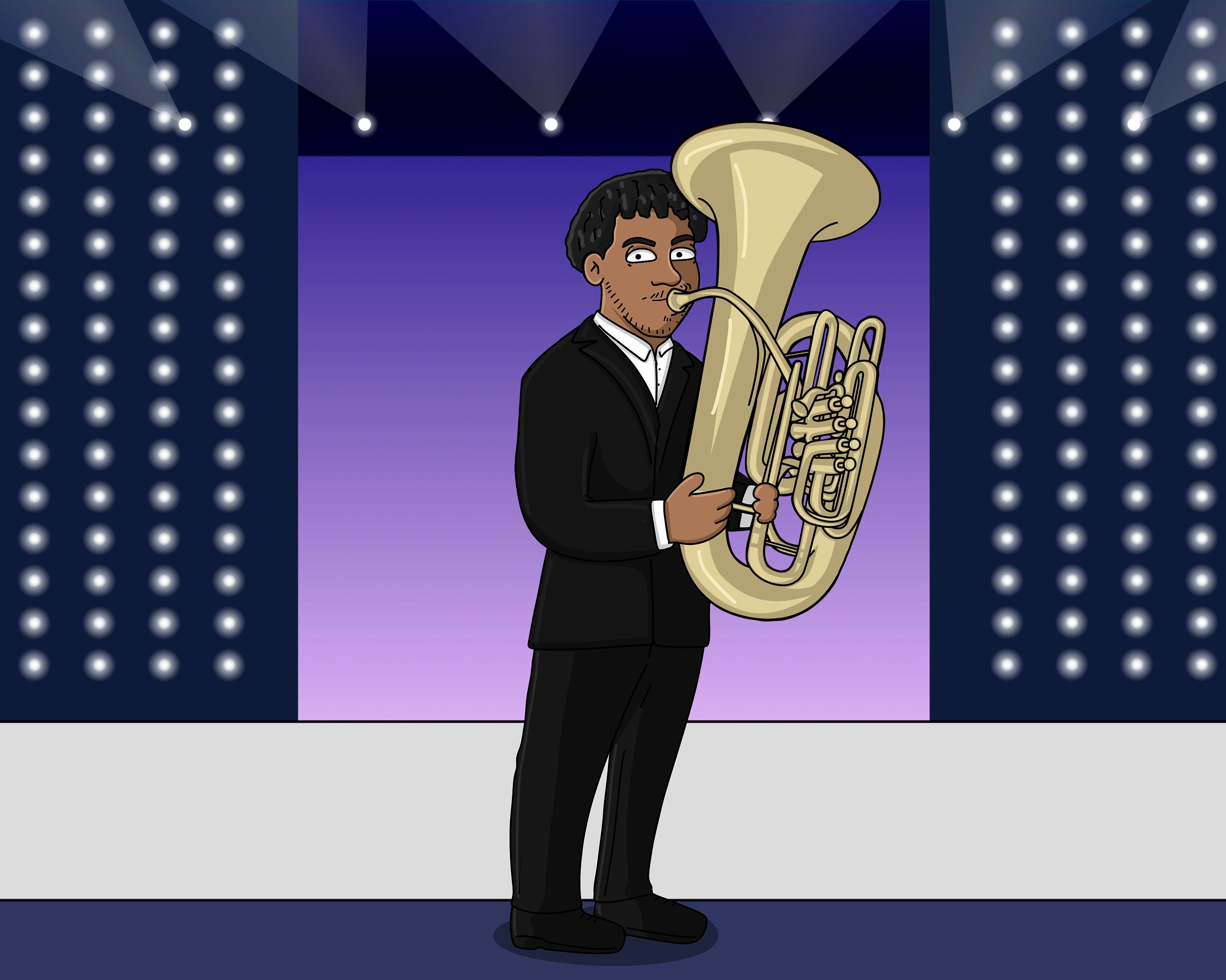 Tuba Player Gift - Portrait as Cartoon Character / Tuba Art / Tuba Gift ...