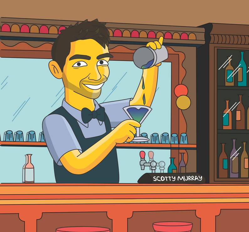 Mixologist Gift - Custom Portrait as Yellow Cartoon Character, Mixology ...