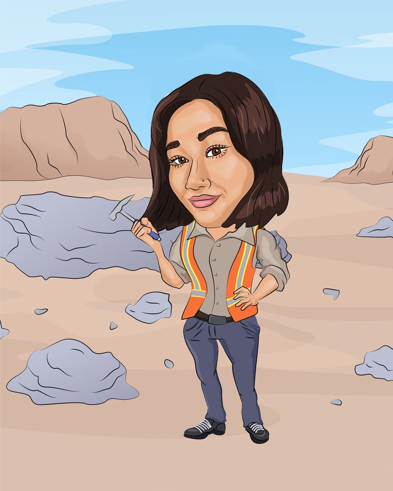 Geologist Gift Custom Caricature Portrait From Your Photo / | Etsy