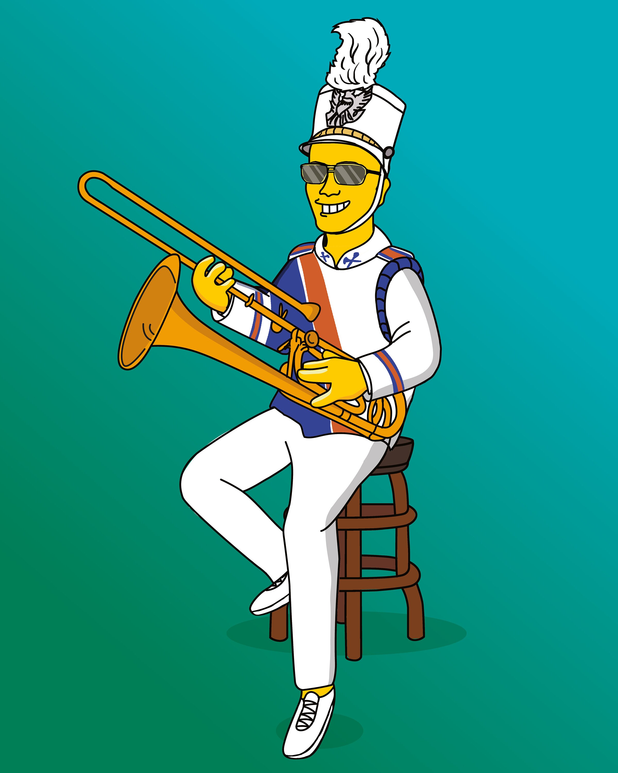 Trombonist Gift - Portrait as Cartoon Character / Trombone Player Gift ...