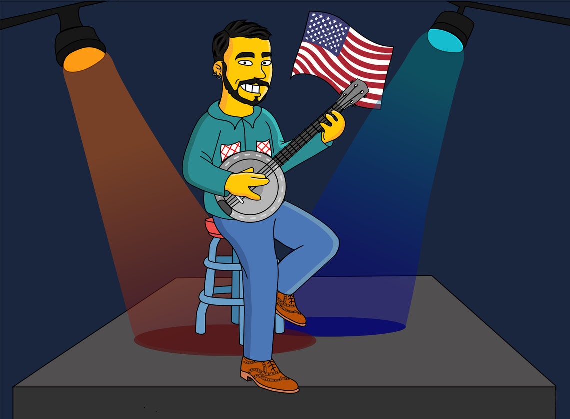 Banjo Player Gift Portrait as Cartoon Character / Banjo Art - Etsy