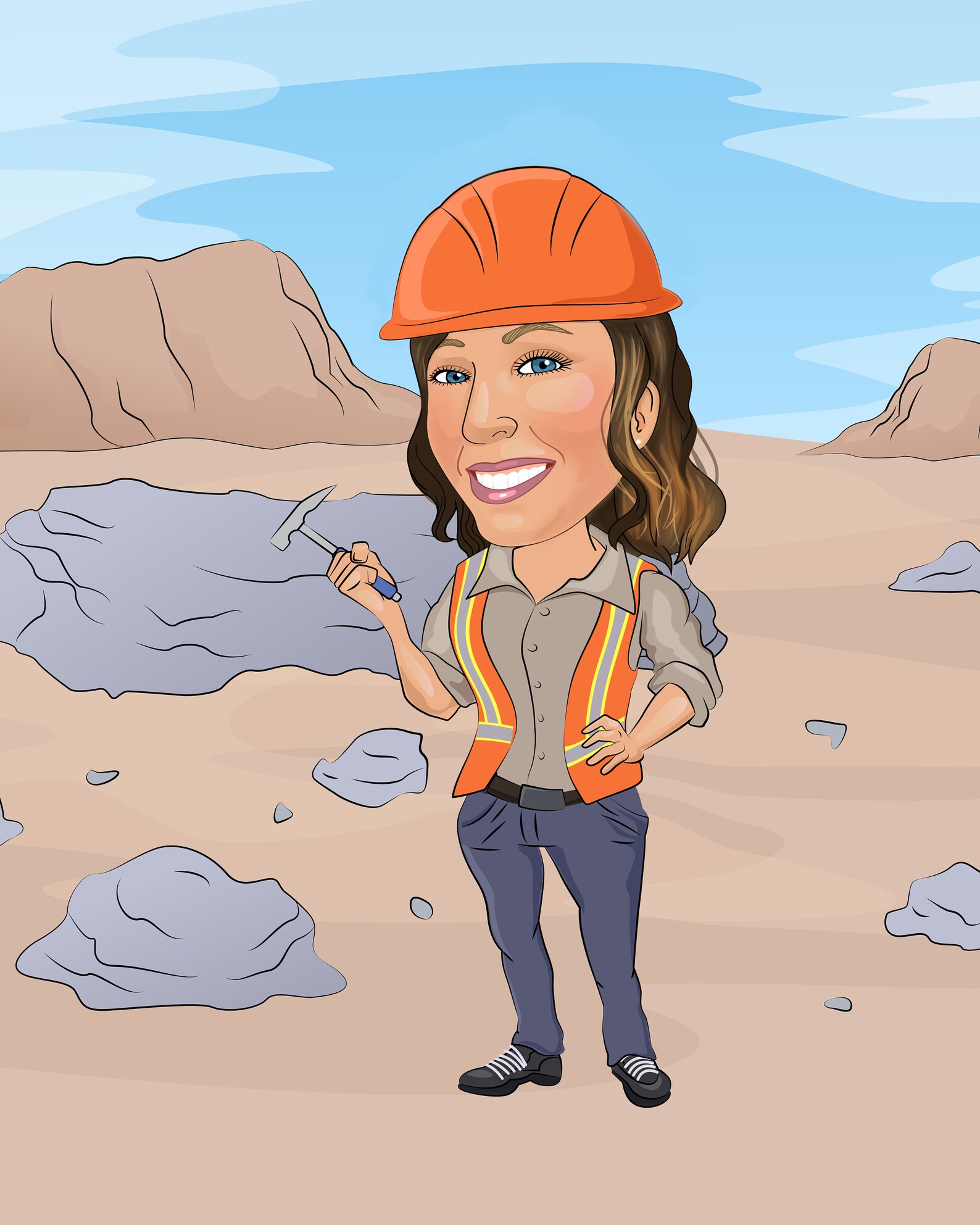 Geologist Gift Custom Caricature Portrait From Your Photo / | Etsy