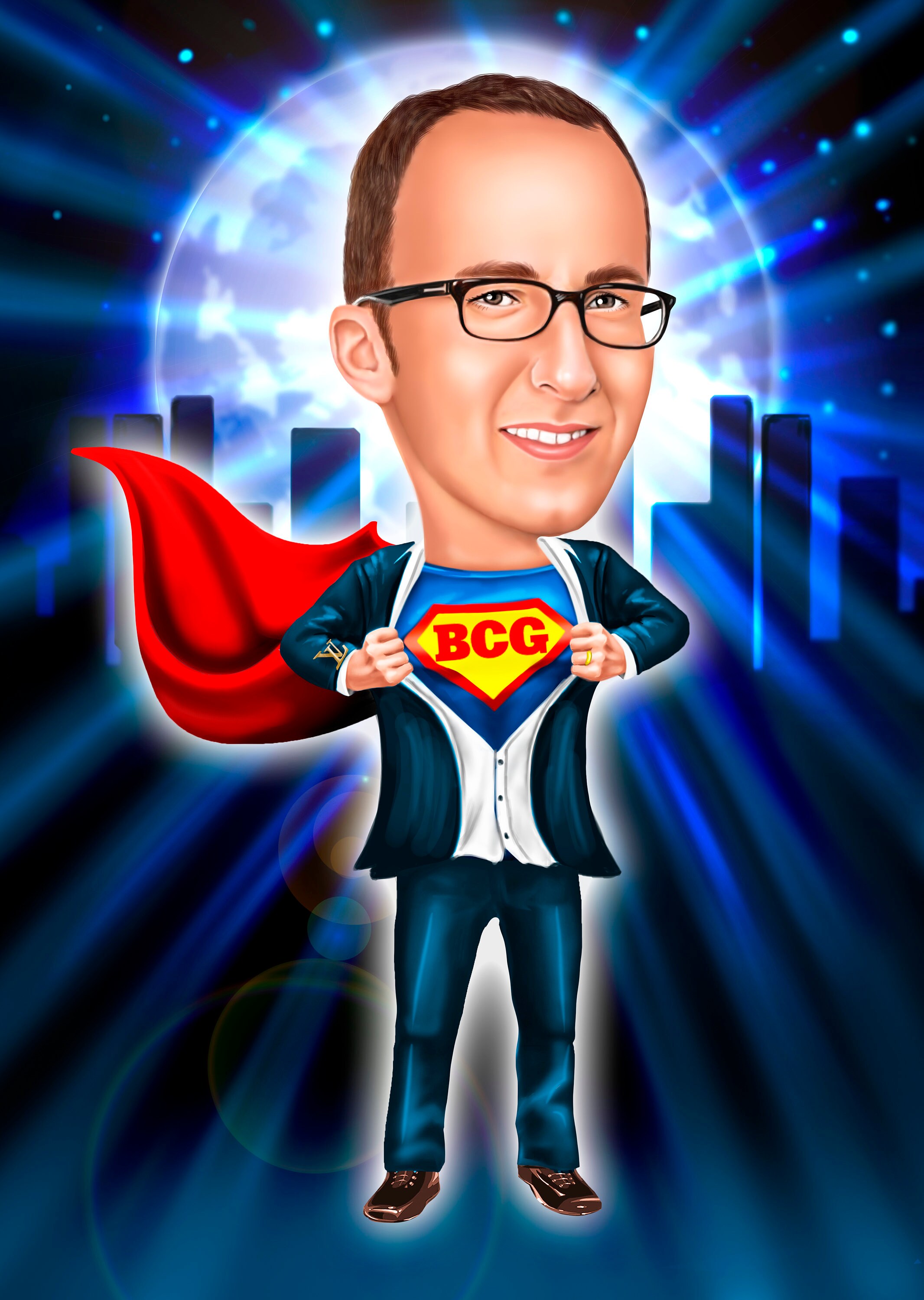 Super Dad Father's Day Cartoon Caricature Portrait From | Etsy