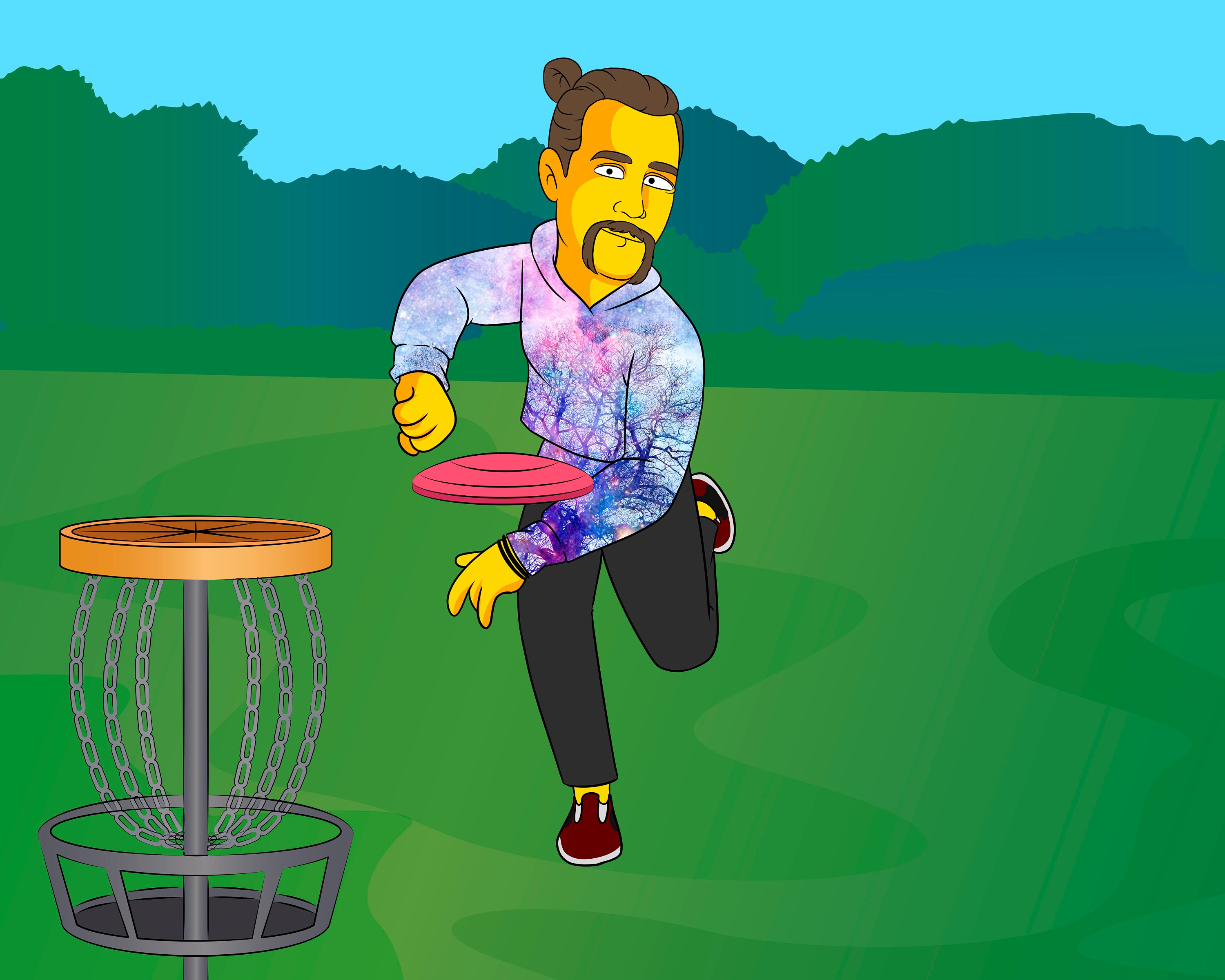 Disc Golf Player Gift - Custom Portrait From Photo as Yellow Character ...