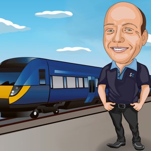 Train Operator Gift - Custom Caricature From Photo, Train Conductor ...