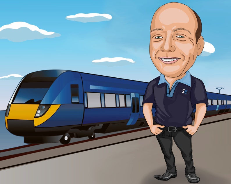 Train Operator Gift Custom Caricature From Photo Train - Etsy