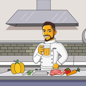 Chef Gift - Custom Portrait as Yellow Character / Custom Chef Gift ...