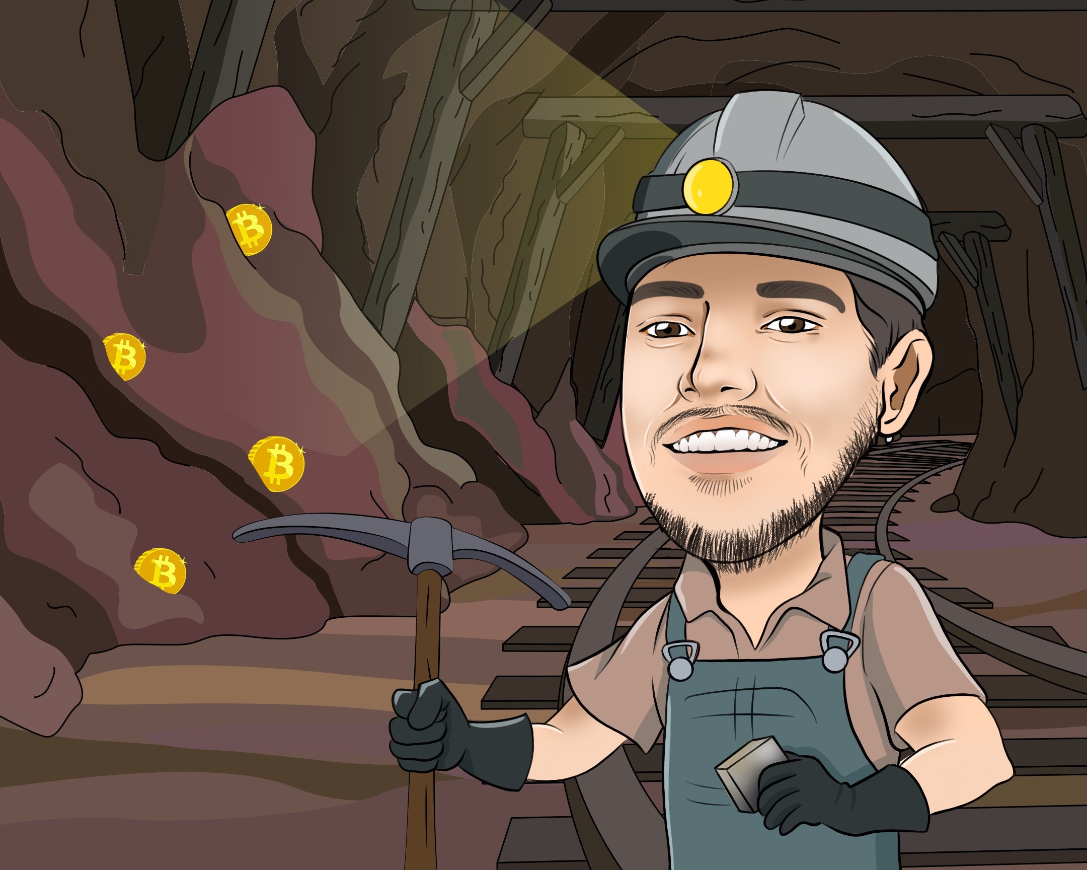 Miner Gift - Custom Caricature From Photo, Coal Miner, Mining Art - Etsy
