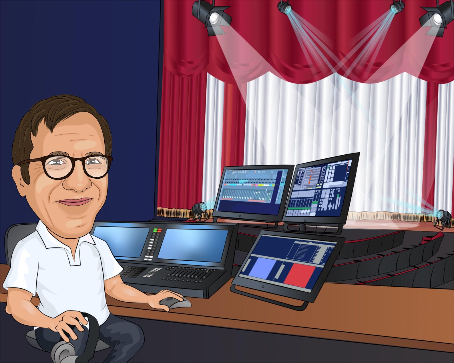 Lighting Tech Gift - Custom Caricature From Photo, Lighting Technician ...