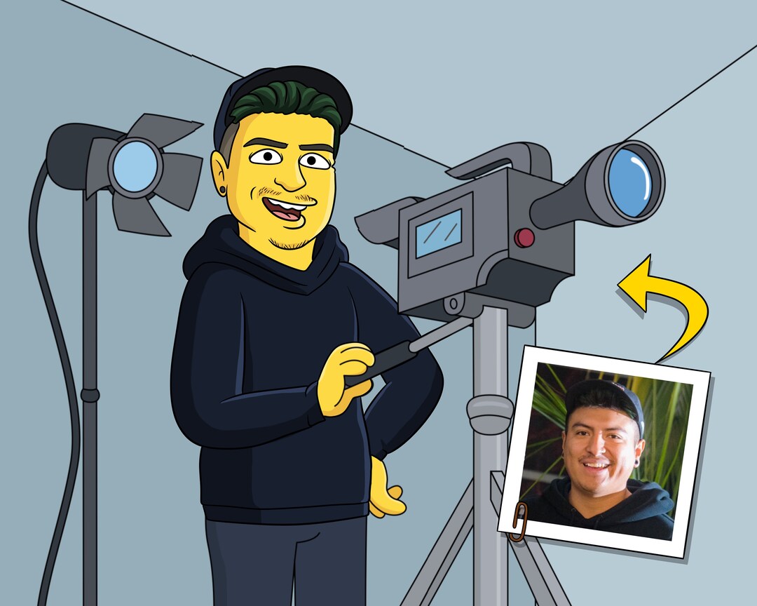 Film Student Gift - Custom Portrait as Cartoon Character, Film Major - Etsy