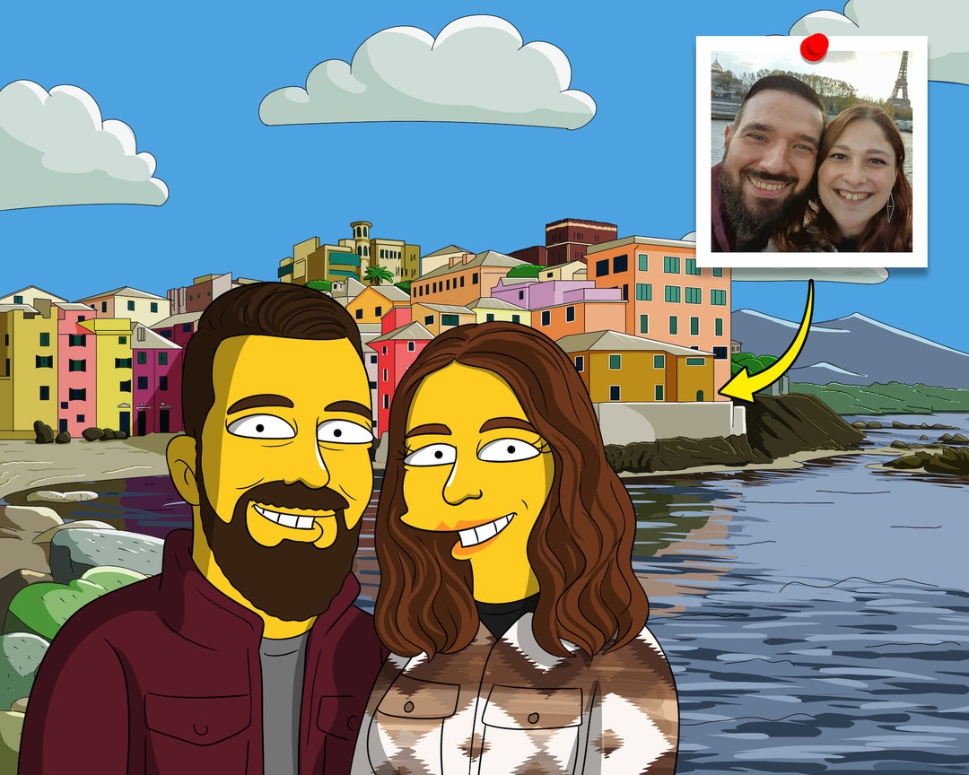 Custom Yellow Cartoon Portrait: Genoa City Background (digital File) - Etsy
