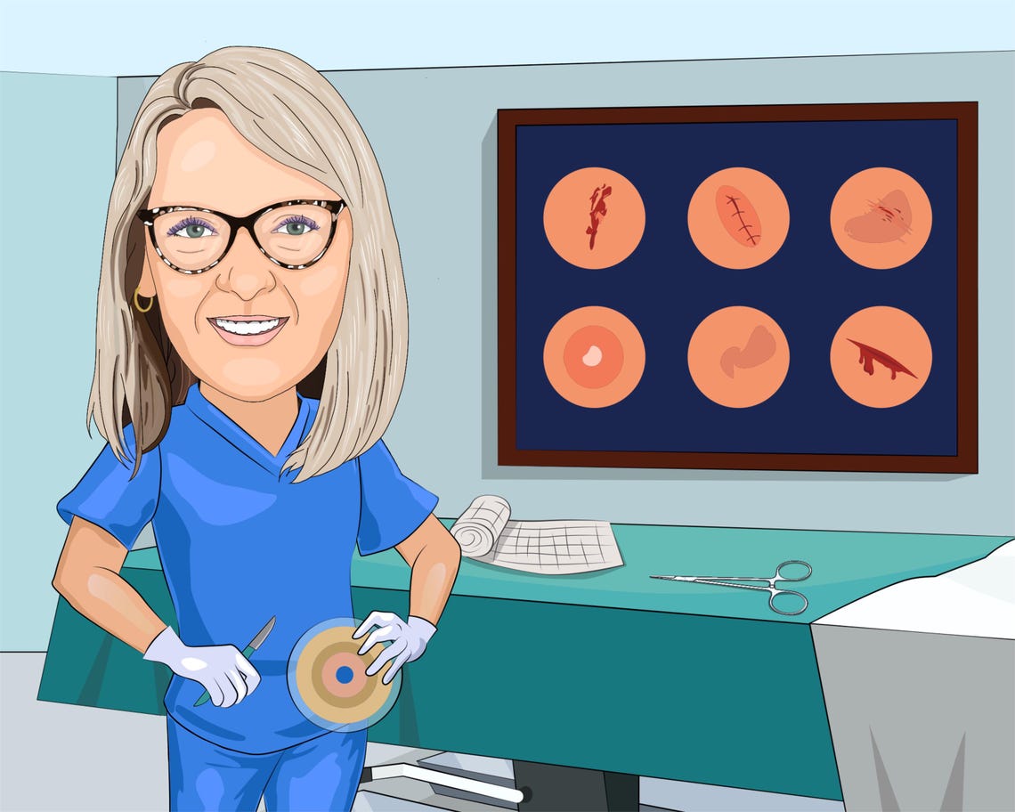 Wound Care Nurse Gift - Custom Caricature From Photo, Wound Nurse ...