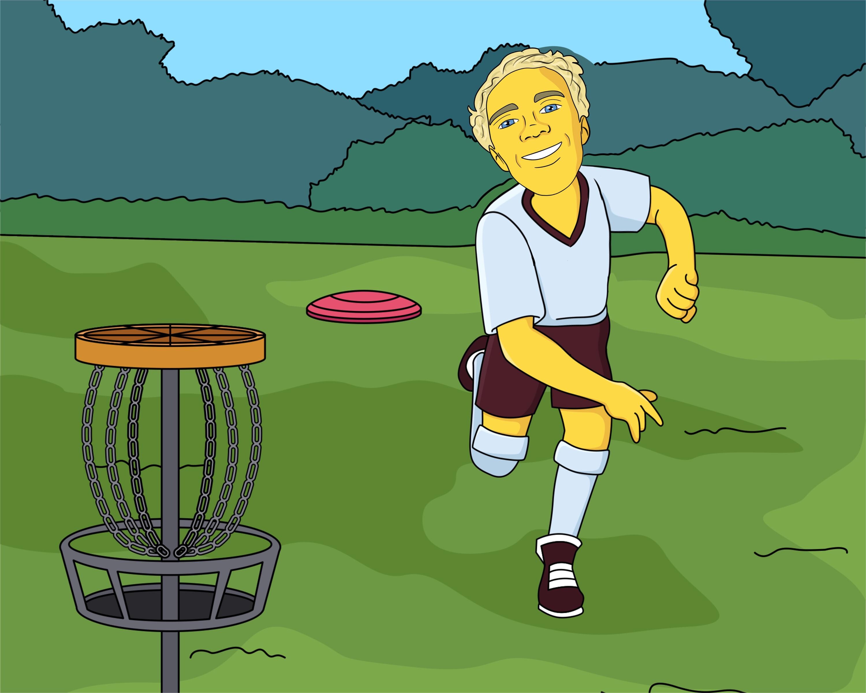 Disc Golf Gift - Custom Portrait From Photo as Yellow Character ...