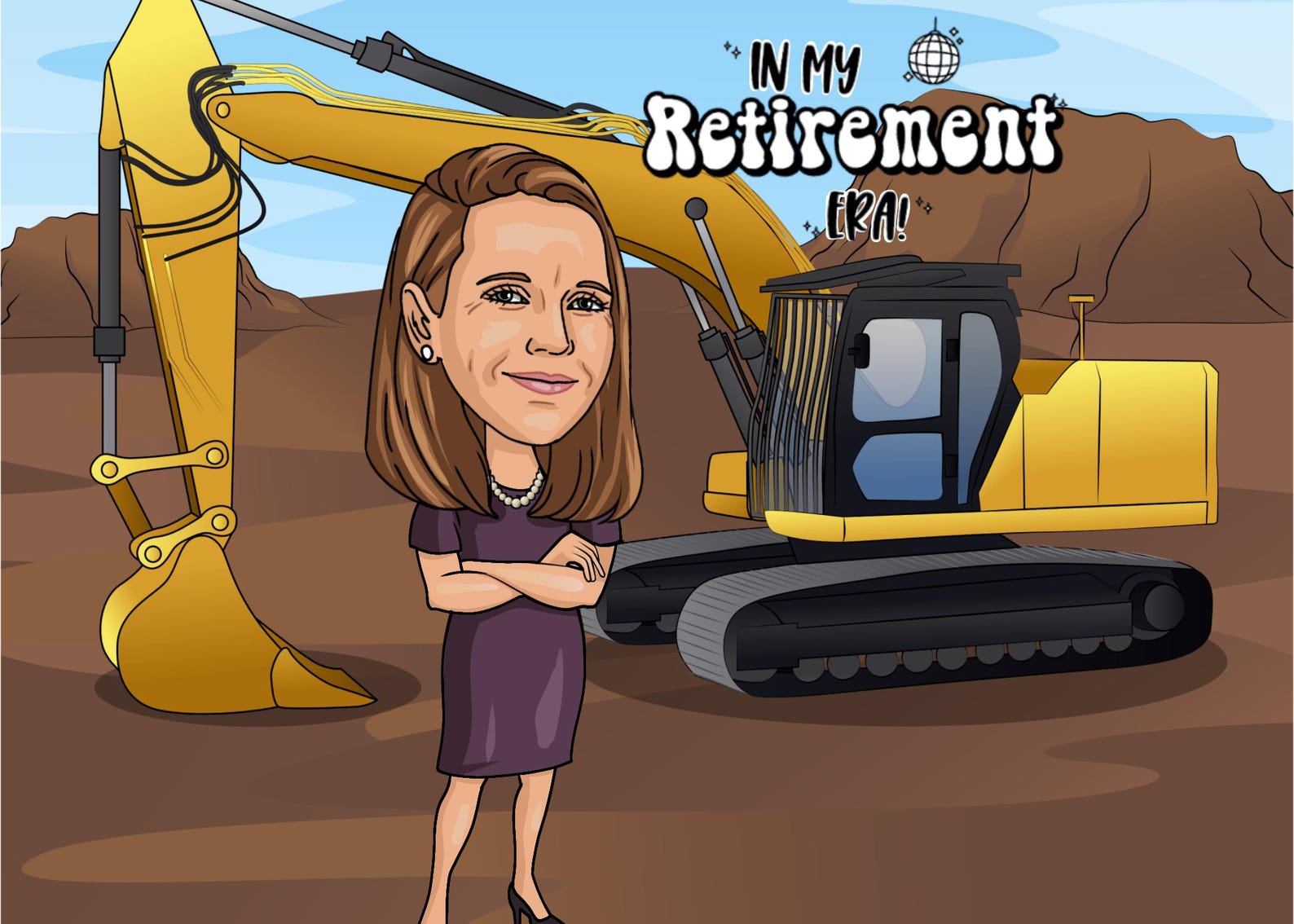 Excavator Operator - Custom Caricature From Photo, Crawler Excavator ...