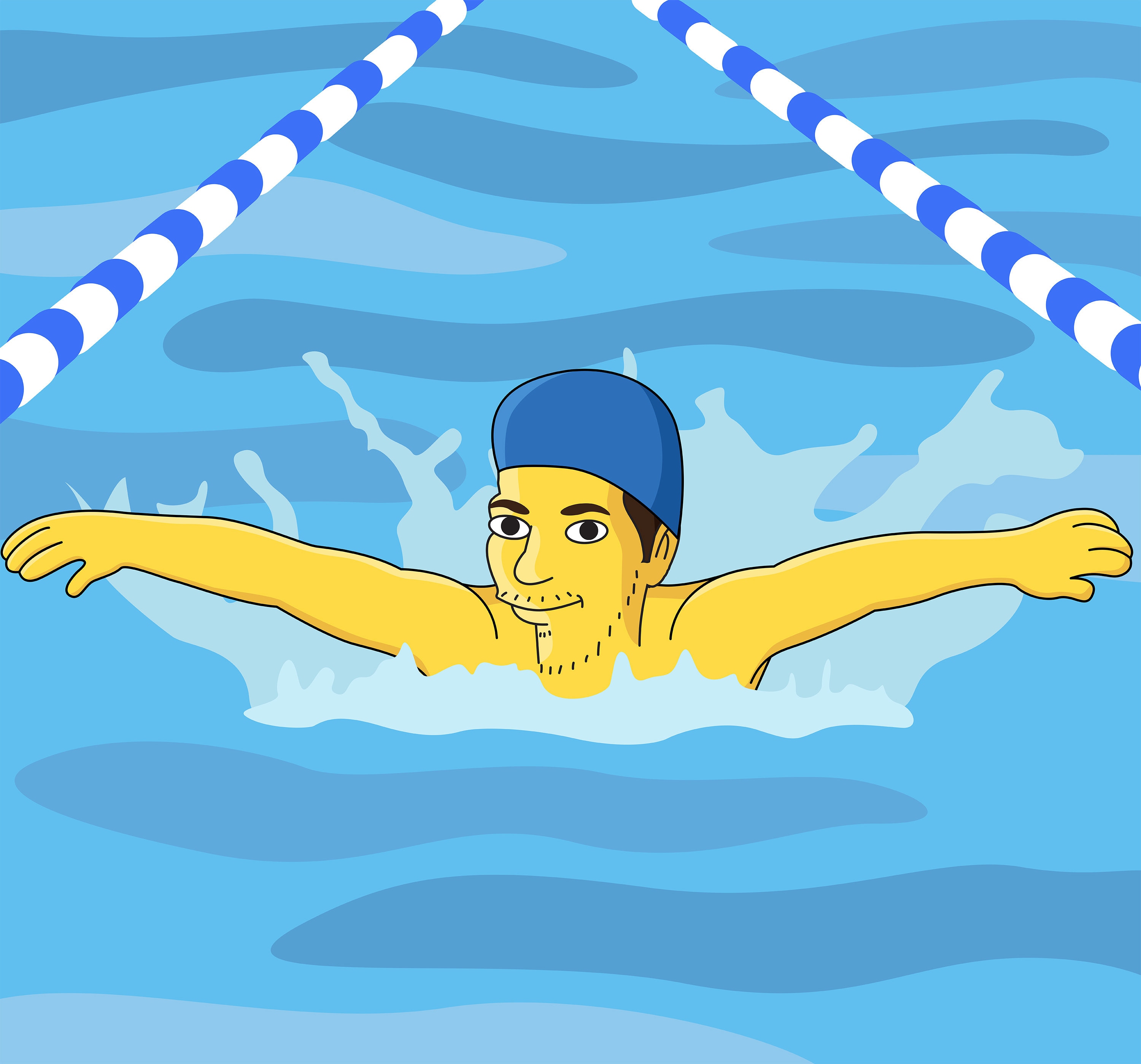 Cartoon Person Swimming Butterfly