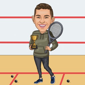 Squash Player Gift - Custom Caricature Portrait From Your Photo ...