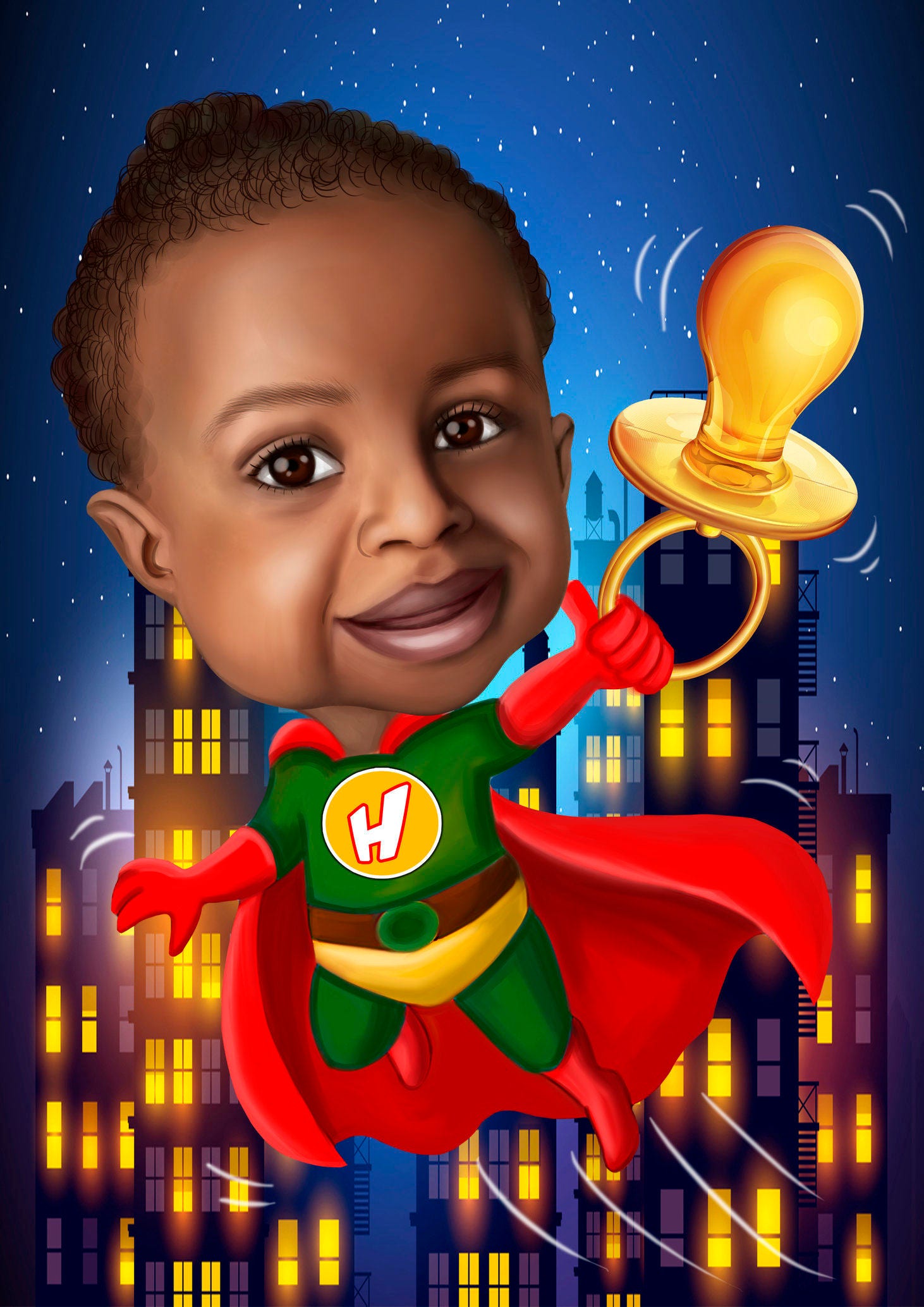 Super Kid Gift - Custom Portrait From Photo / Superboy / Super Boy Gift ...