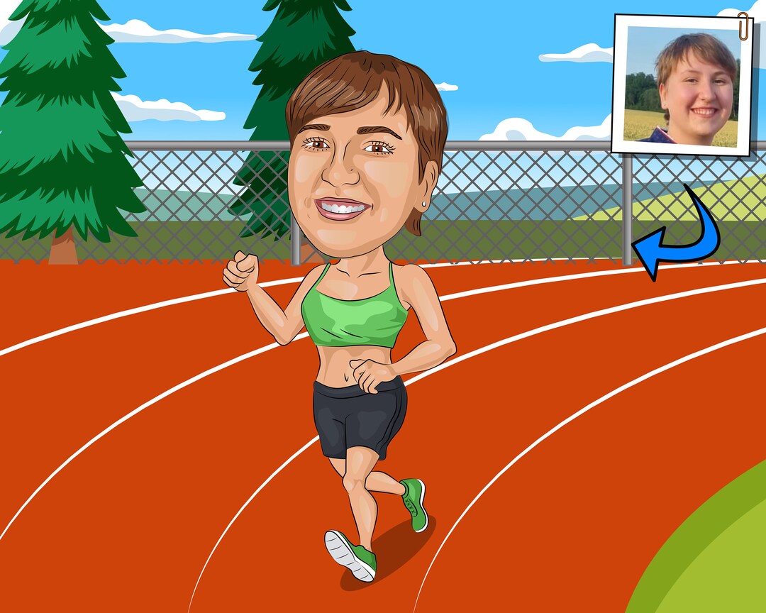 Running Track Gift - Custom Caricature From Photo, Track Runner, Track ...