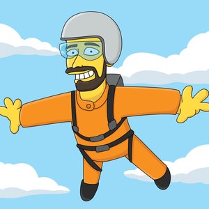 Base Jumper Gift - Custom Cartoon Portrait From Photo, Base Jumping ...