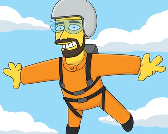 Drawing & Illustration Digital wingsuit flying Base Jumper Gift Custom ...