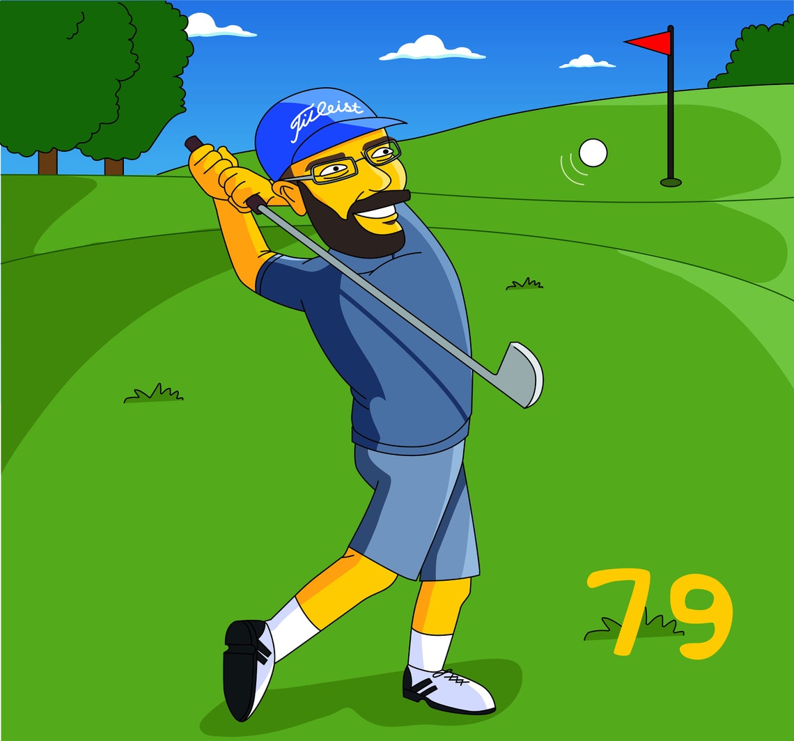 Golfer Gift Custom Portrait from Photo as Cartoon Character | Etsy