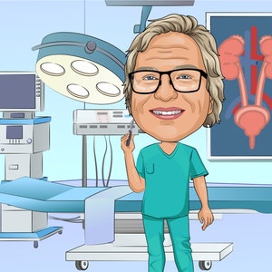 Urology Surgeon Gift - Custom Caricature From Your Photo, Urinary ...