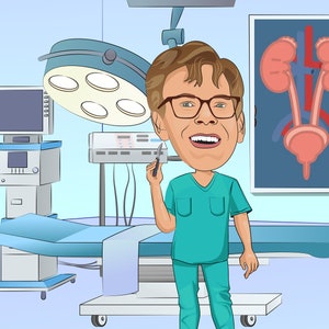 Urology Surgeon Gift - Custom Caricature From Your Photo, Urinary ...