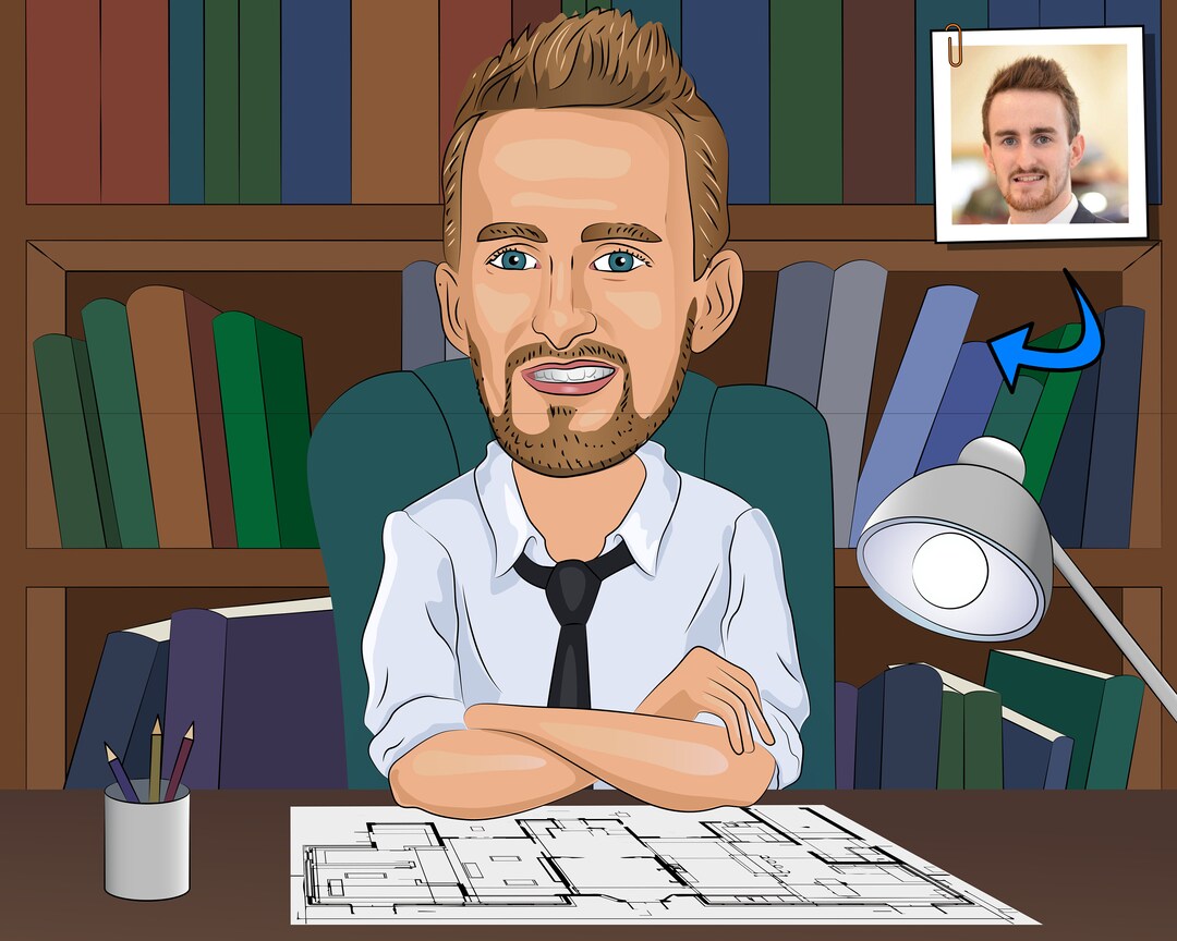 Architect Gift - Custom Caricature Portrait From Your Photo ...